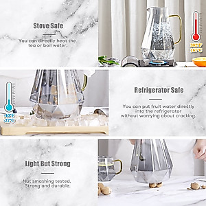 DUJUST Black Diamond Glass Pitcher with Lid & Spout (68 oz), Modern Design Water Pitcher with Handle, High Durability Glass Jug for Fridge, Glass Carafe for Iced Tea/Juice/Beverage/Coffee/Drinks