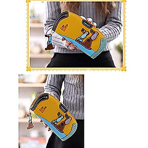 KENNEDY US Faux Leather Zip Around Dog Clutch Wallet with Phone Card Holders Cute Long Wallet for Women, Yellow