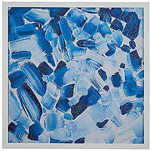 Amazon Brand – Stone & Beam Abstract Hues of Blue, White Wood Frame, 26" x 26"
