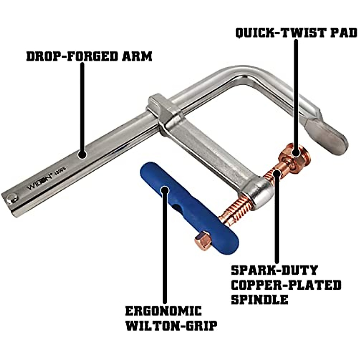 Wilton 12-Inch Heavy-Duty Copper-Plated F-Clamp (4800S-12C)