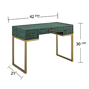 Southern Enterprises Carabelle Desk, Textured Emerald Alligator, Gold
