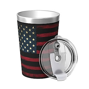 12oz Tumbler Vintage America America Flag 3 Stainless Steel Cup With Straw And Lid Spill Proof Bulk Double Wall Vacuum Reusable Water Tumblers For Cold Hot Drink