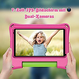 Kids Tablet 7 Inch Tablet for Toddlers, Android 11 Tablet 2GB RAM 32GB Storage with WiFi Dual Camera, Parental Control Mode Google Playstore YouTube Netflix for Boys Girls (Pink)