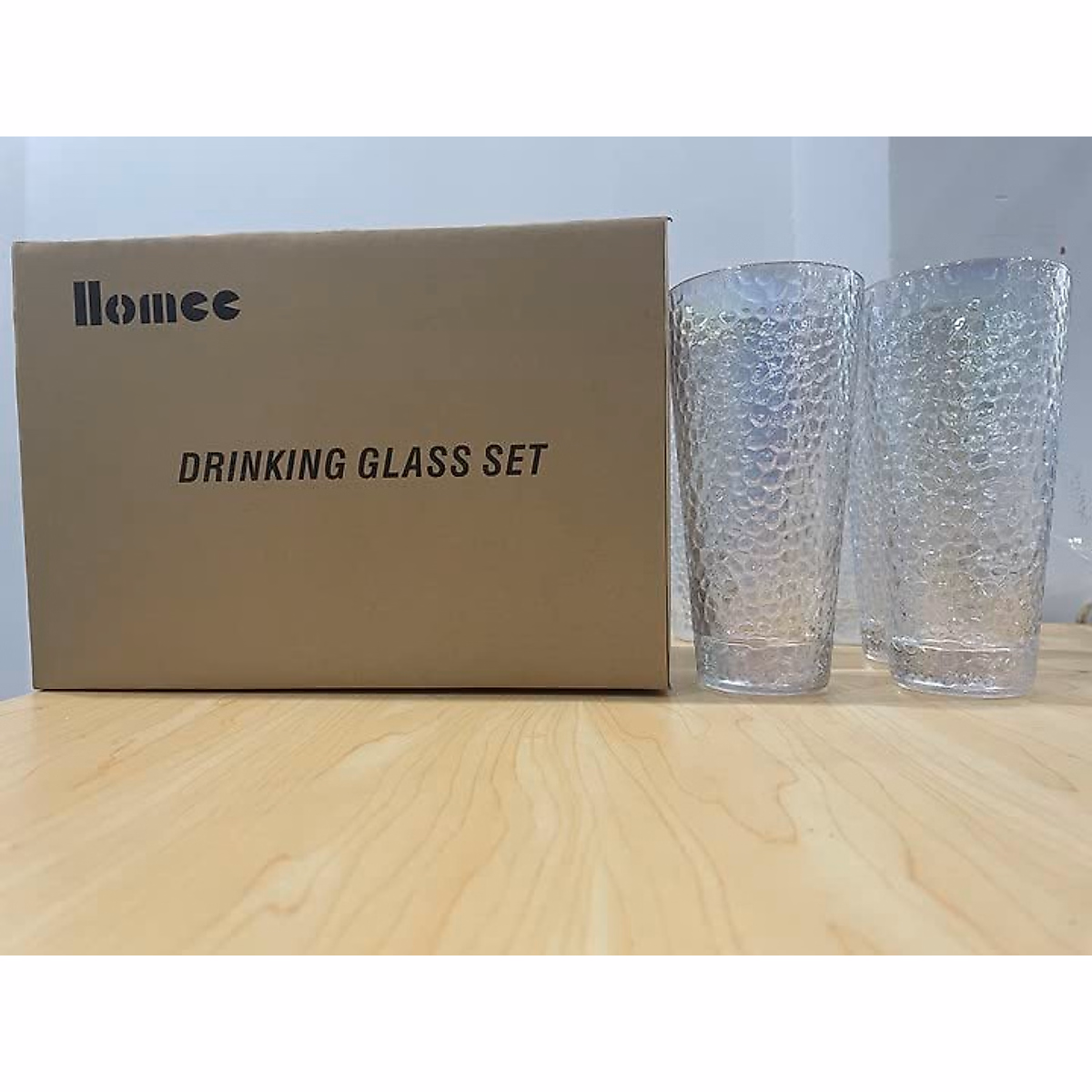 HOMEE Highball Glasses Set of 6-14 oz Tall Drinking Glasses - Colorful Heavy Base Tall Glass Cups - Mojito, Bourbon, Iced Tea, Water, Soda, Juice, Tequila, Cocktail, Glassware Sets