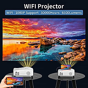 WiFi Projector 2022 Upgraded 5G Portable Projector with 6000 Lux and FHD 1080P Support, Movie Projector Compatible with iOS/Android Phone/Tablet/Laptop/PC/TV Stick/Box/USB Drive/DVD/Game Console GP19