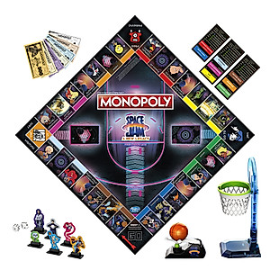 Monopoly: Space Jam A New Legacy Edition Family Board Game, Strategy Game, Kids Ages 8 and Up, Lebron James Space Jam Game, Shoot Hoops