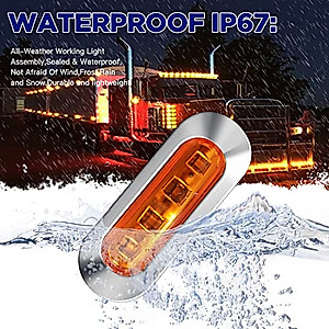 ALFU 8PCS 12-24V 4 LED Side Marker Indicator Lights Side Front Rear Tail Clearance Lamp Marker Light Trailer Lights for Trailer Truck Boat Deck RV Camper (4PCS Amber+4PCS Red)