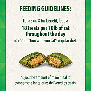 Greenies Feline Smartbites Skin & Fur Health Crunchy and Soft Textured Adult Natural Cat Treats, Chicken Flavor, 16 oz. Tub