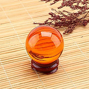 40 MM Citrine Crystal Sphere Ball, Feng Shui Crystal Natural Transparent Crystal Ball Citrine Quartz Crystal with Holder for Wealth