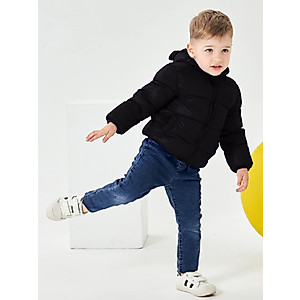 ARTMINE Baby Boys Girls Winter Hoodie Jacket, Packable Lighweight Hooded Puffer Padded Down Alternative Coat Outwear for Infants, Toddlers & Baby, Black, 18-24 Months = Tag 90G