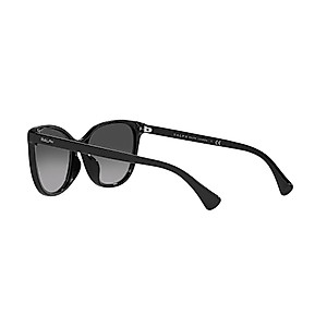Ralph by Ralph Lauren Women's Ra5282u Universal Fit Cat Eye Sunglasses, Shiny Black/Gradient Grey, 55 mm
