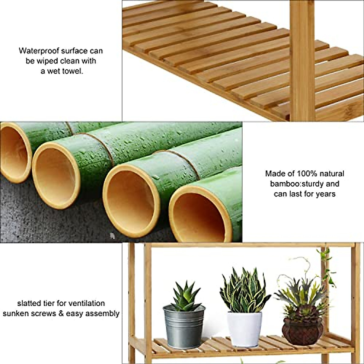 KINBOR BABY Kinborbaby Storage Shelf Bamboo Shelf - Bathroom Shelf, Bamboo Shelf, Bamboo Bookshelf, Bathroom Rack