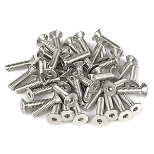 M6-1.0 x 75mm 304 Stainless Steel 18-8 (A2-70) Flat Head Screws, Countersunk Bolts Allen Hex Drive Socket Cap Screws, Fully Threaded, 20-Pack