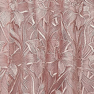 Alex Evenings Women's Tea Length Embroidered Cocktail Dress with Illusion Sleeves, Wedding Guest, Rose, 8