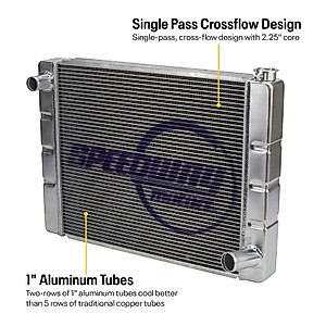 Speedway Motors Chevrolet SBC/BBC Universal Lightweight Aluminum Radiator, 31 Inch Width, Premium Performance with Maximum Cooling, Easy Installation to any Build