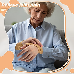 Thumb Compression Arthritis Gloves Breathable Wrist Support Brace Thumb Brace with Gel Thumb Splint Wrist Compression Sleeve Fingerless Glove for Relieve Pain (4 Pieces, Black, Nude, Large)