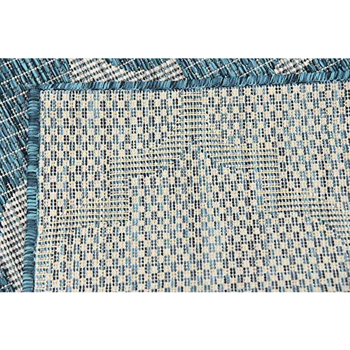 Unique Loom Outdoor Trellis Collection Area Rug (4' 1" x 6' 1" Rectangle, Teal/ Gray)