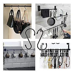12 Pack 6 Inch S Hook, Large Vinyl Coated S Hooks with Rubber Stopper Non Slip Heavy Duty S Hook, Steel Metal Black Rubber Coated Closet S Hooks for Hanging Jeans Plants Jewelry Pot Pan Cups Towels