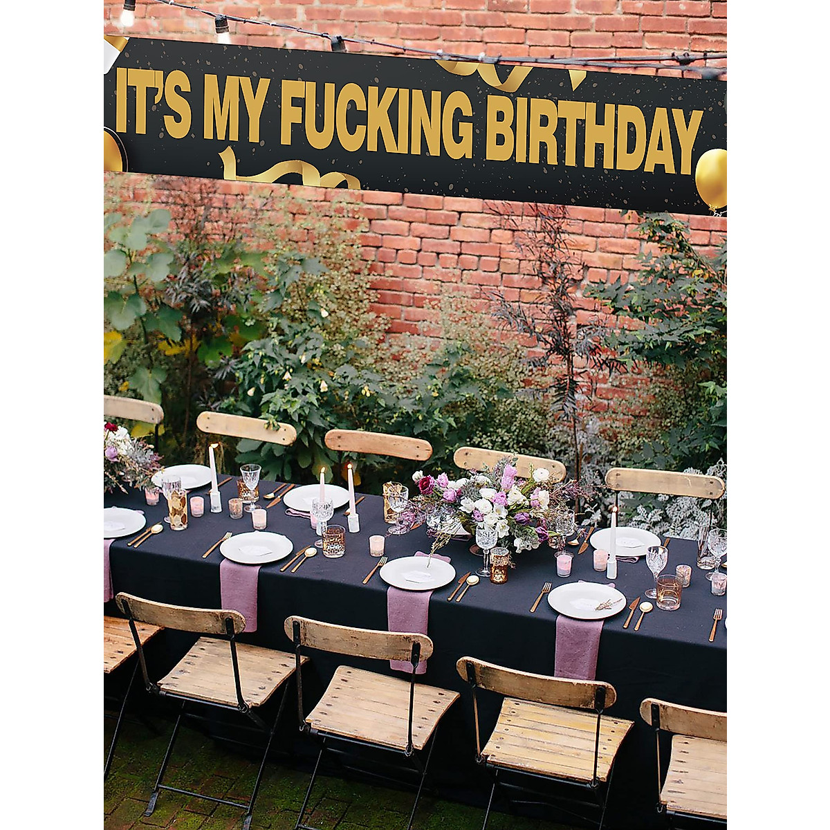 It’s My Fucking Birthday Large Banner, Funny Birthday Banner, Happy Birthday Porch Sign, Birthday Party Outdoor Indoor Backdrop, 9.8 x 1.6 Feet