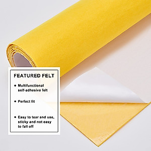 BENECREAT 15.7x78.7" Self-Adhesive Felt Fabric Yellow Shelf Liner for Festival Decor Cup Mat Making and Jewelry Box Decoration, 1mm Thick