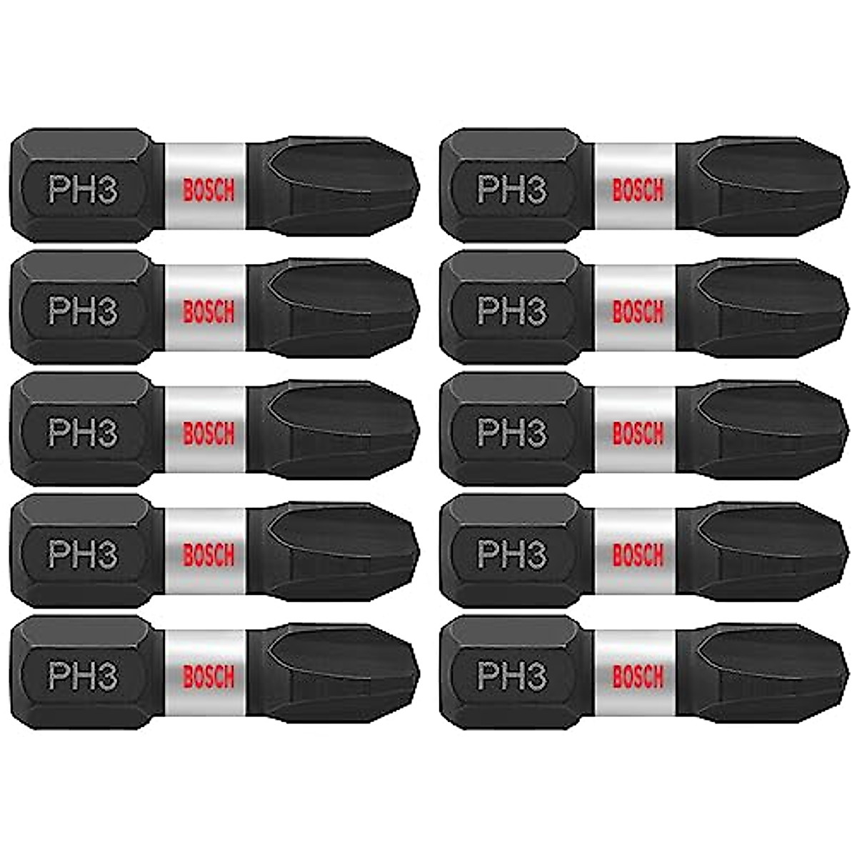 BOSCH ITPH31B 10-Pack 1 In. Phillips #3 Impact Tough Screwdriving Insert Bits