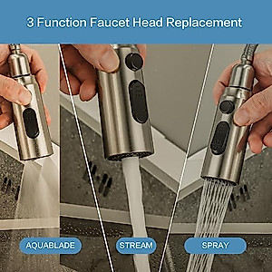 PULL Down Faucet Head Replacement Parts G1/2 or 13/16inch Kitchen Sink Faucet Sprayer Head Pull Out Spray Head Kitchen Faucet,Brushed Nickel