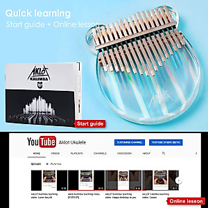 Kalimba, AKLOT Thumb Piano 17 Keys Crystal Finger Piano Rainbow Bear Start Kits with Protective Case Tuning Hammer Study Booklet Cleaning Cloth