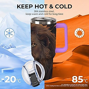 Cool Kings Lion Paninting 40 Oz Tumbler Insulated Stainless Steel Water Bottle Travel Mug Car Cup with Handle And Straw