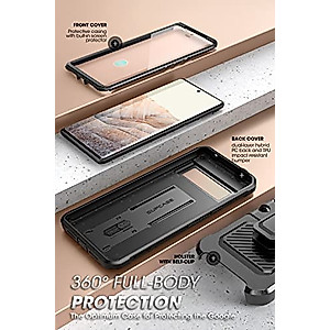 SUPCASE Unicorn Beetle Pro Series Case for Google Pixel 7 Pro (2022 Release), Full-Body Rugged Belt-Clip & Kickstand Case with Built-in Screen Protector (Black)