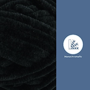 Tagetes Velvet Chenille Yarn (100 gr 132 yds x 2) 264 yds Baby Blanket Yarn, Amigurumi Yarn, Crochet and Knitting Yarn, Super Bulky, Soft, Chunky Yarn (Black)