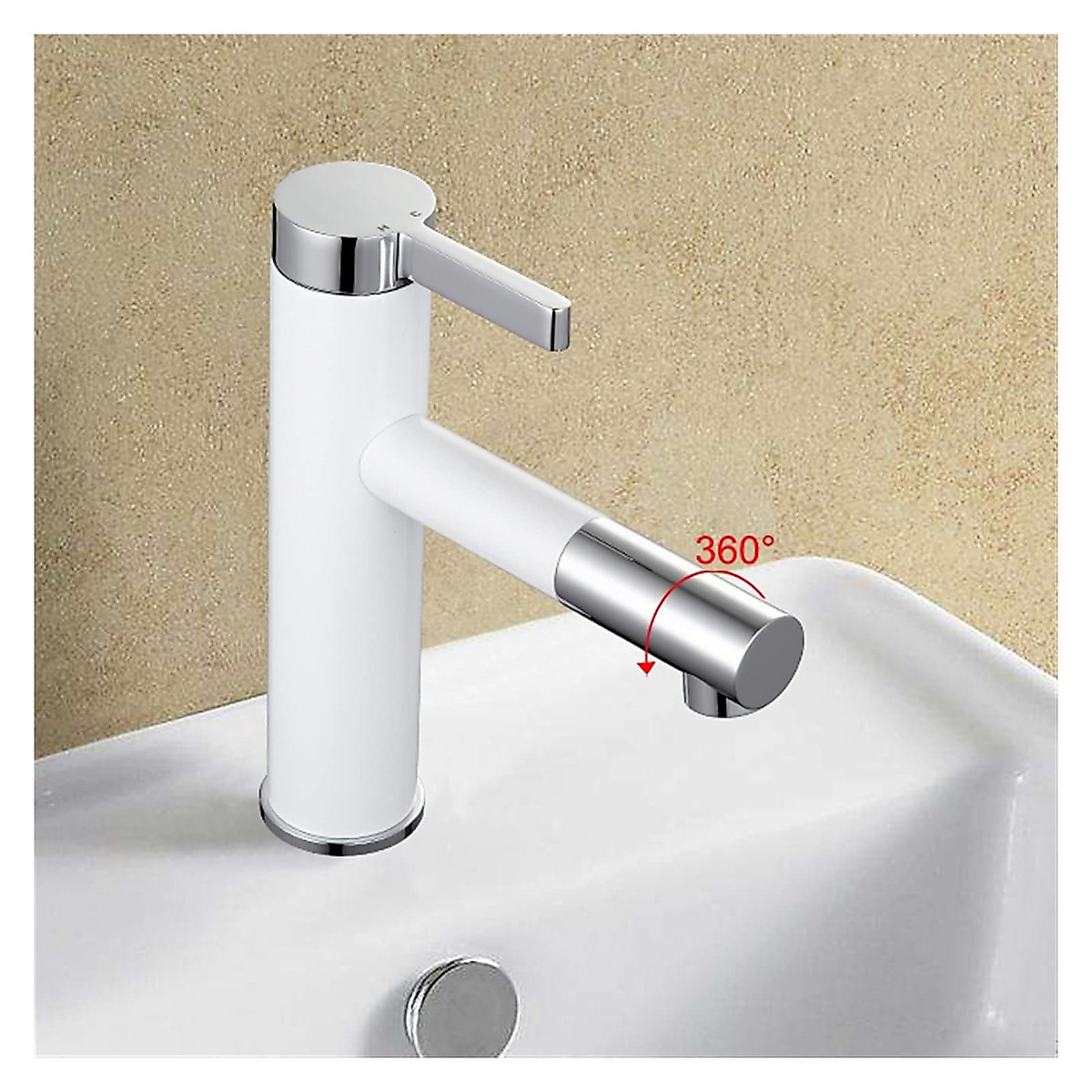 QAZWSXED LESANGBAIHUODIAN White Spray Painting Bath Sink Faucet Bathroom Cold and Hot Tap Crane with Aerator 360 Rotating F1052-14/15 (Color : F1052 14)