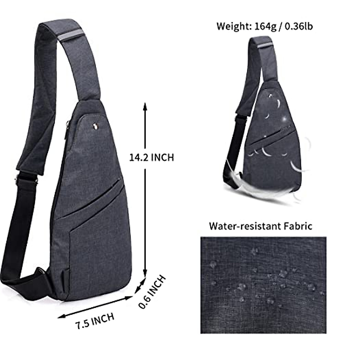 Ultra Thin Slim Sling Bag - Water Resistant Crossbody