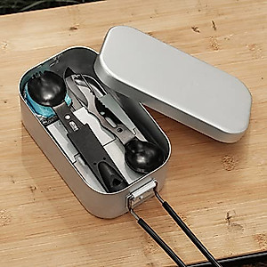 Bento Box Set, Japanese Aluminum 304 Stainless Steel Lunch Box Outdoor Heated Lunch Box with Lid with Handle Camping Travel Cooking Food Box Bento Box 17cm x 10cm x 6.5cm/6.69" x 3.94" x 2.56"