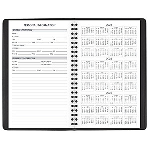 AT-A-GLANCE 2023-2024 Academic Planner, Daily, Quarter-Hourly Appointment Book, 5" x 8", Small, Pocket, Flexible Cover, Black (7080705)