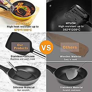 Allyooly Kitchen Utensils Set, Silicone Cooking Utensils Set Premium Quality Non-stick Heat Resistant Kitchen Utensils,Cookware with Stainless Steel Handle (5pcs-GREEN)