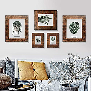 Eosglac Wooden Picture Frame 8x10 inch, Wood Plank Design with Rustic Brown Finish, Wall Mounting or Tabletop Display, Handmade Photo Frame