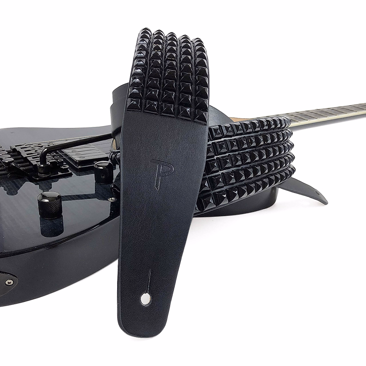 Perri's Leathers Ltd. - Studded Leather Guitar Strap - Adjustable Guitar Strap from 41” to 56″ for Electric, Acoustic, Bass Guitar - Black (P25STUD-7112)