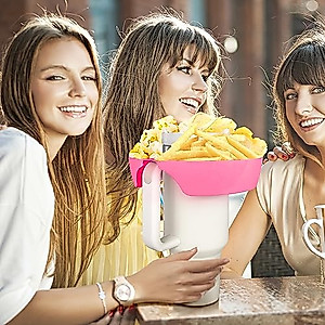 Snack Bowl for Stanley Cup, Reusable Snack Ring Tray Platter Compatible with Stanley 40 Oz Tumbler, 3 Compartments for Candy,Appetizer,Nuts,Popcorn, Cup Holder for Stanley Cup Accessories (Pink)