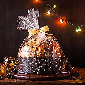 HFHSY (118 ft x 34 in Clear Cellophane Wrap Roll Irregular White Dot Cellophane Roll 3 Mil Clear Wrap Cellophane Bags,Wrap Roll, Cellophane Roll, Cellophane Wrap for Gifts, Baskets, Flowers