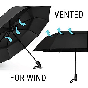 Prostorm Windproof Deep Dome Double Vented Travel Umbrella with Automatic Open & Close Pro Storm (Black)