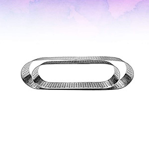 FRCOLOR Ring Cake Mold, Oval Stainless Steel Perforated Tart Ring Mold Dessert Mold Quiche Mold, 9. 4cm