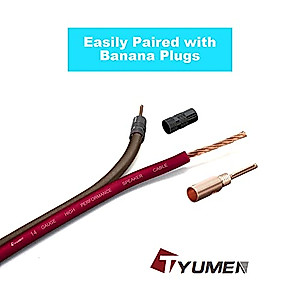 TYUMEN 100FT 14/2 Gauge Red/Brown Wire Power Ground Cable, 14 AWG Stranded Flexible Wire for Electrical Wire, Primary Automotive Wire, Battery Cable, Car Audio Speaker, 12 Volt Low Voltage Wiring