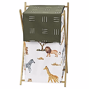 Sweet Jojo Designs Jungle Animals Baby Kid Clothes Laundry Hamper Dark Hunter Green Yellow Grey Rust Orange Black White Wildlife Safari Animal Gray Elephant Giraffe Lion Monkey Leopard Cheetah Zebra