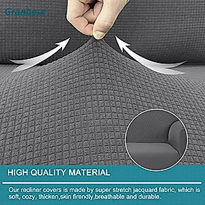 Granbest 4 Piece Waterproof Sectional Cushion Cover for L Shape Sofa, Stretch Separate Cushion Chaise Lounge Cover Elastic Furniture Protector for Kids, Pets, Dogs（3 Seater+Chaise,LightGray）