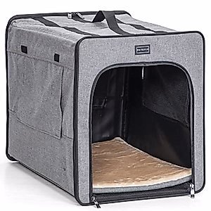 Petsfit Sturdy Wire Frame Soft Dog Crate, Collapsible for Travel (L: 31" x 21" x 26", Light Grey A)