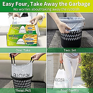 Trash Bags Small 2 to 4 Gallons Drawstring with Handles, Small Kitchen Garbage Bags White Drawstring Wastebasket Ultra Strong Bags, Clear Simple Trash Bags for Bathroom, Bedroom Office 15L(90 Counts)