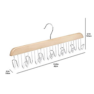 Amazon Basics Wooden Belt Hanger - Natural, 2-Pack