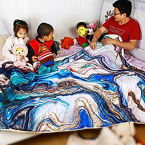 SKOLOO Abstract Throw Blanket for Couch, Warm Cozy Soft Fuzzy Throw Blankets Christmas or Birthday Gifts for Women, Dark Green Fluffy Marble Blanket for Winter Gifts, 50'' x 60''