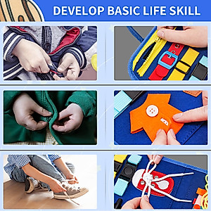 Rebala Busy Board Montessori Toys for Toddlers Sensory Toys Gifts for 1 2 3 4 Year Old Boys & Girls Preschool Toddler Activities Educational Travel Toy Learning Basic Dress Skills (Boy)