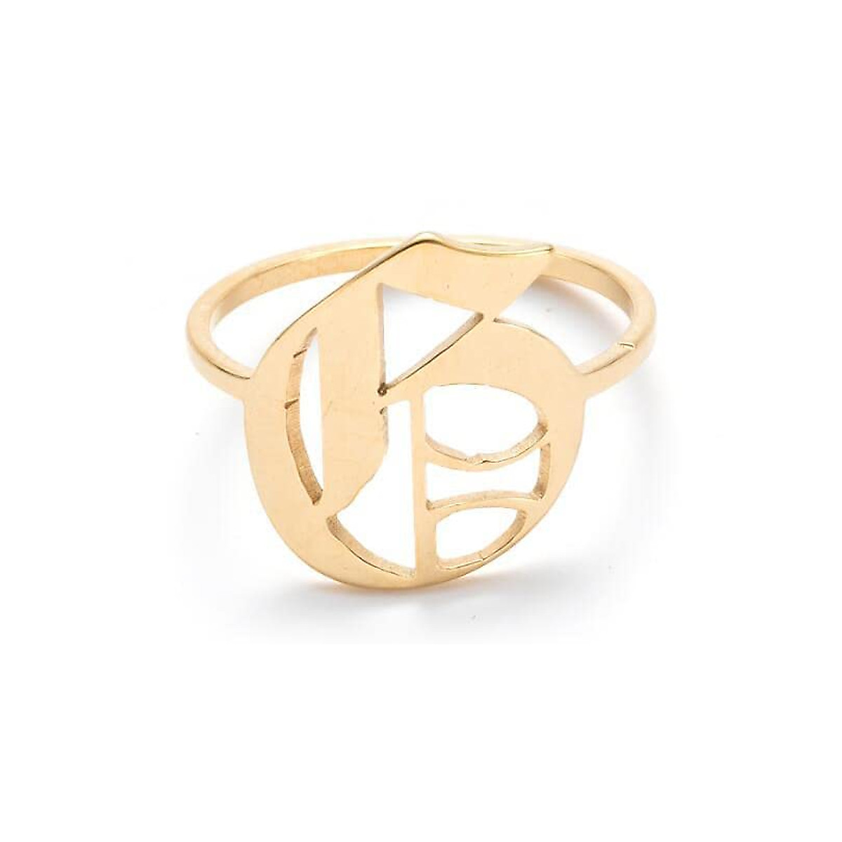 2 Pcs Letter Rings for Women Personalized Old English Name Rings Initial Rings 18K Gold Plated Adjustable Ring (gold silver G(2Pcs))